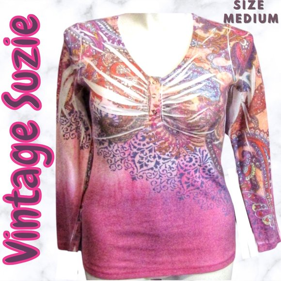 Vintage Suzie | Tops | Vintage Suzie Womens Long Sleeve Shirt Size ...